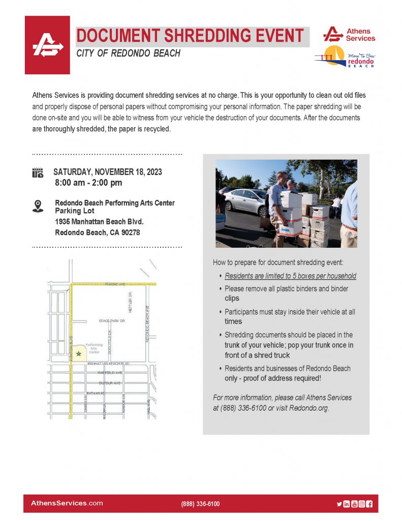 Redondo Beach Document Shredding Event - Athens Services