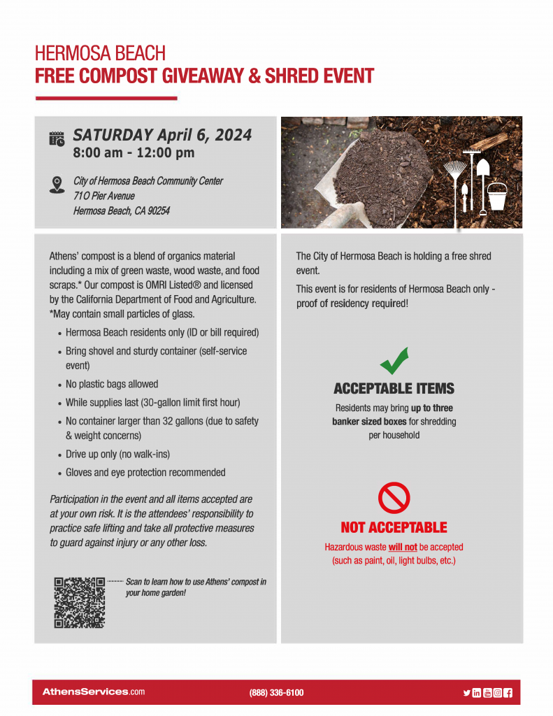 Hermosa Beach Free Compost Giveaway & Shred Event - Athens Services