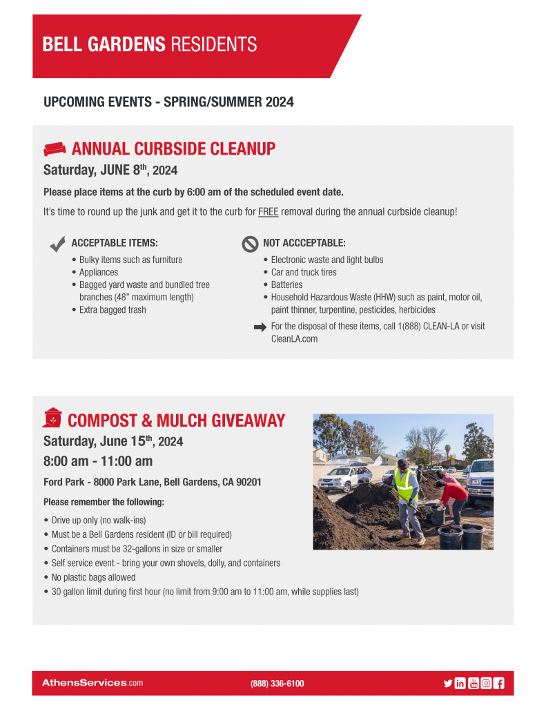 Bell Gardens Compost & Mulch Giveaway - Athens Services