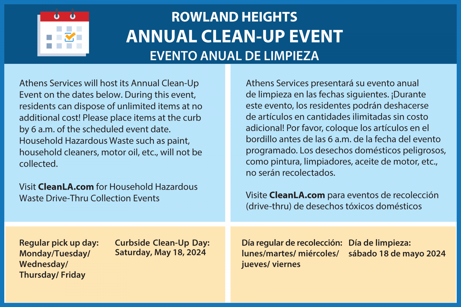 Rowland Heights Annual Clean-up Event - Athens Services