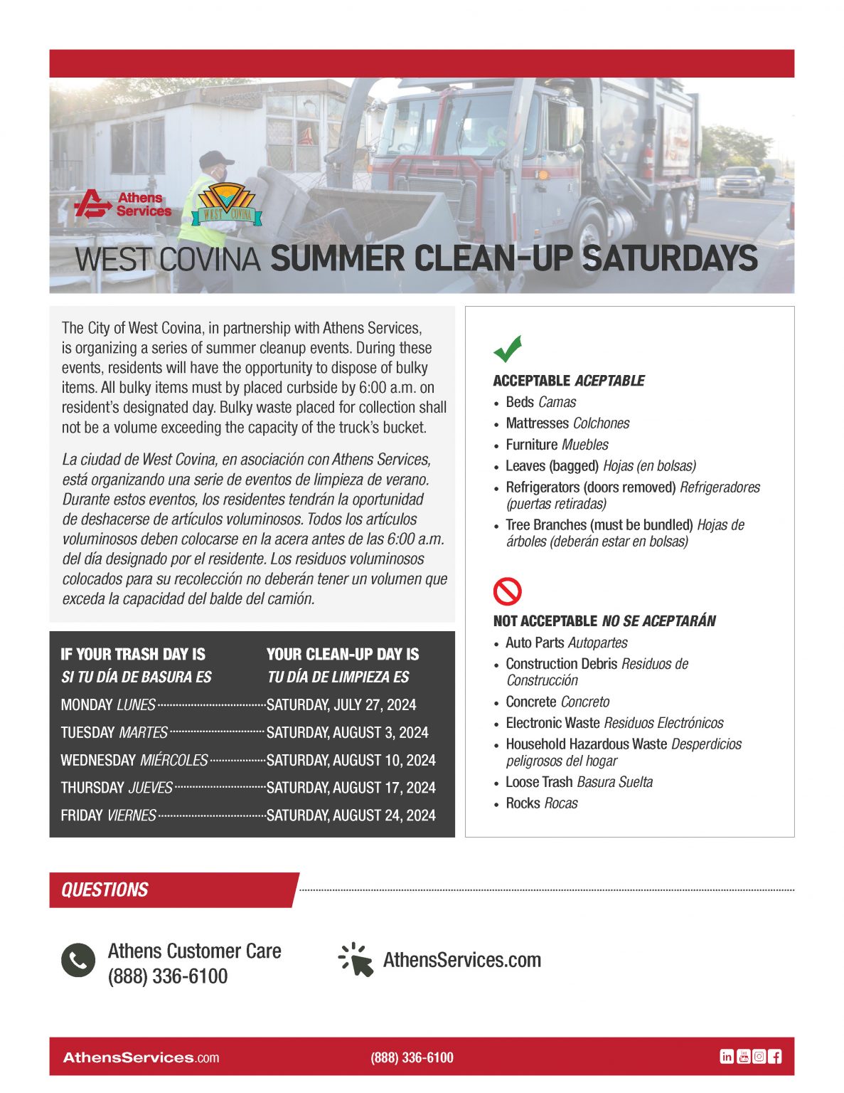 West Covina Summer Clean-up Saturdays - Athens Services