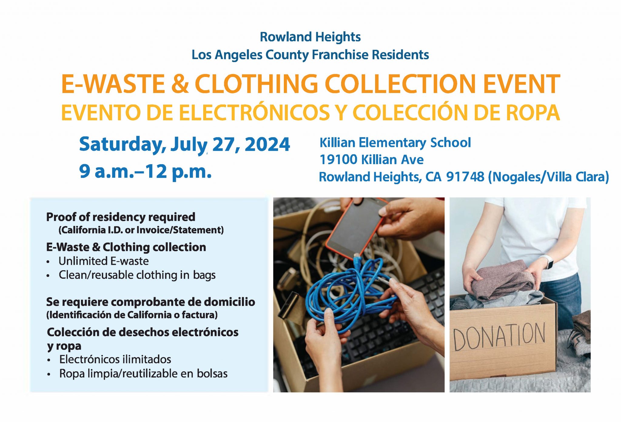 Rowland Heights E-Waste & Clothing Collection Event - Athens Services