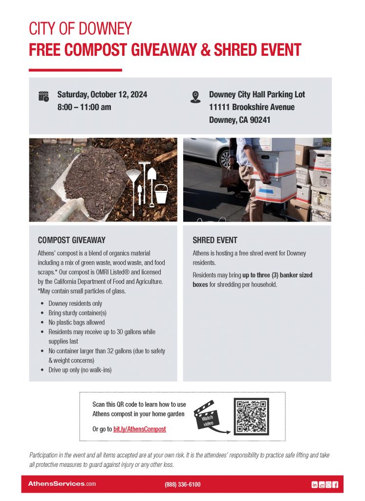 Downey Free Compost Giveaway & Shred Event - Athens Services